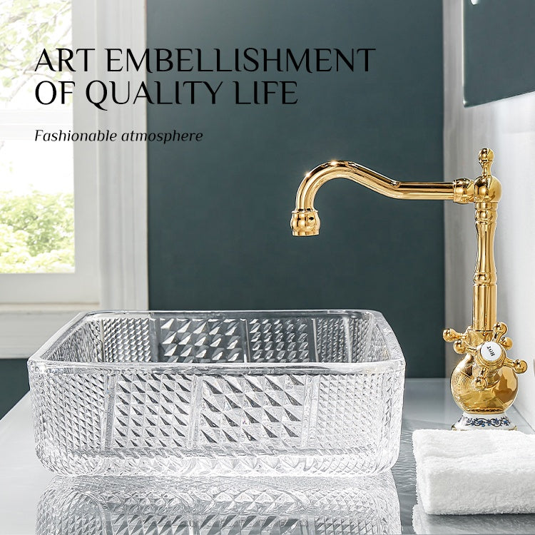 Bathroom Sink Basin Tempered Glass Crystal Vessel CUPC Certification ...