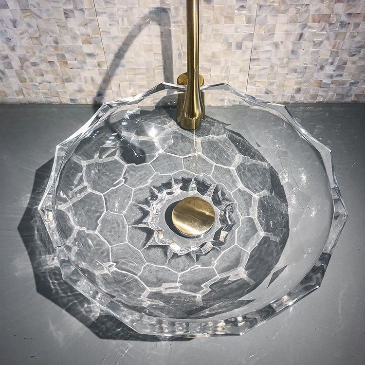 Fanwin CUPC Certification crystal wash basin tempered glass bathroom ...
