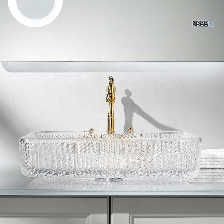 Bathroom Sink Basin Tempered Glass Crystal Vessel CUPC Certification ...